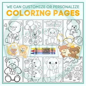 Teddy Bear Coloring Packs | Bear Party Coloring Pages | Party Favor ...