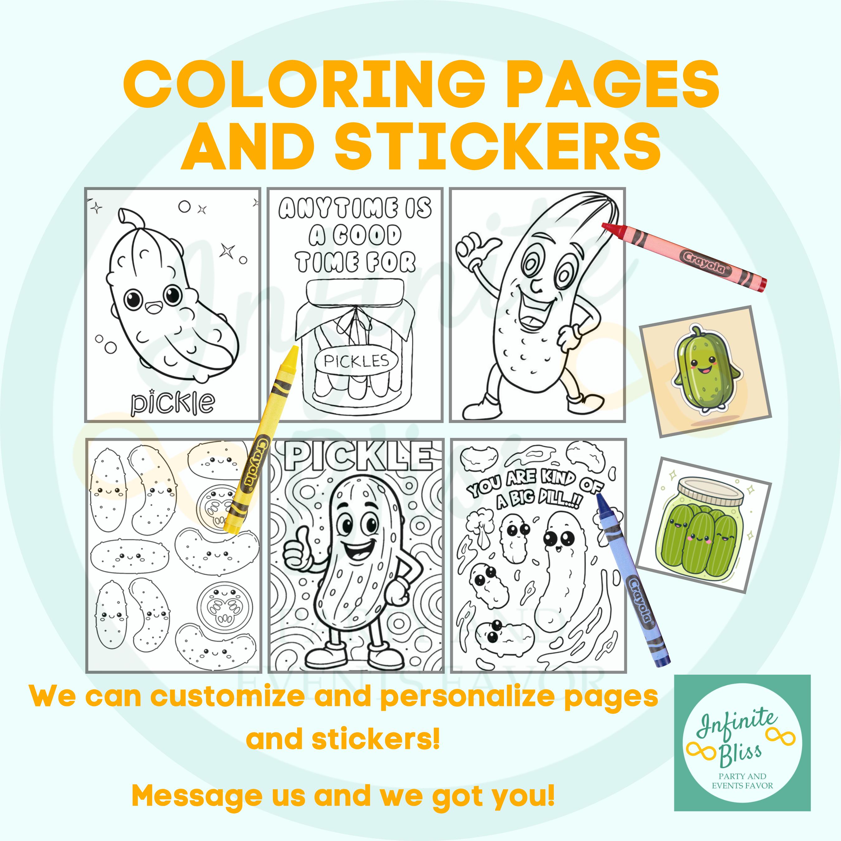 Pickle Coloring Packs | Coloring Pages | Dill Pickle Party Favor for ...