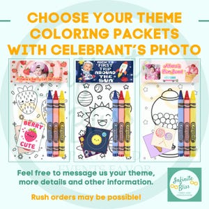 Choose Your Theme Coloring Packets With Celebrant's Photo | FREE ...