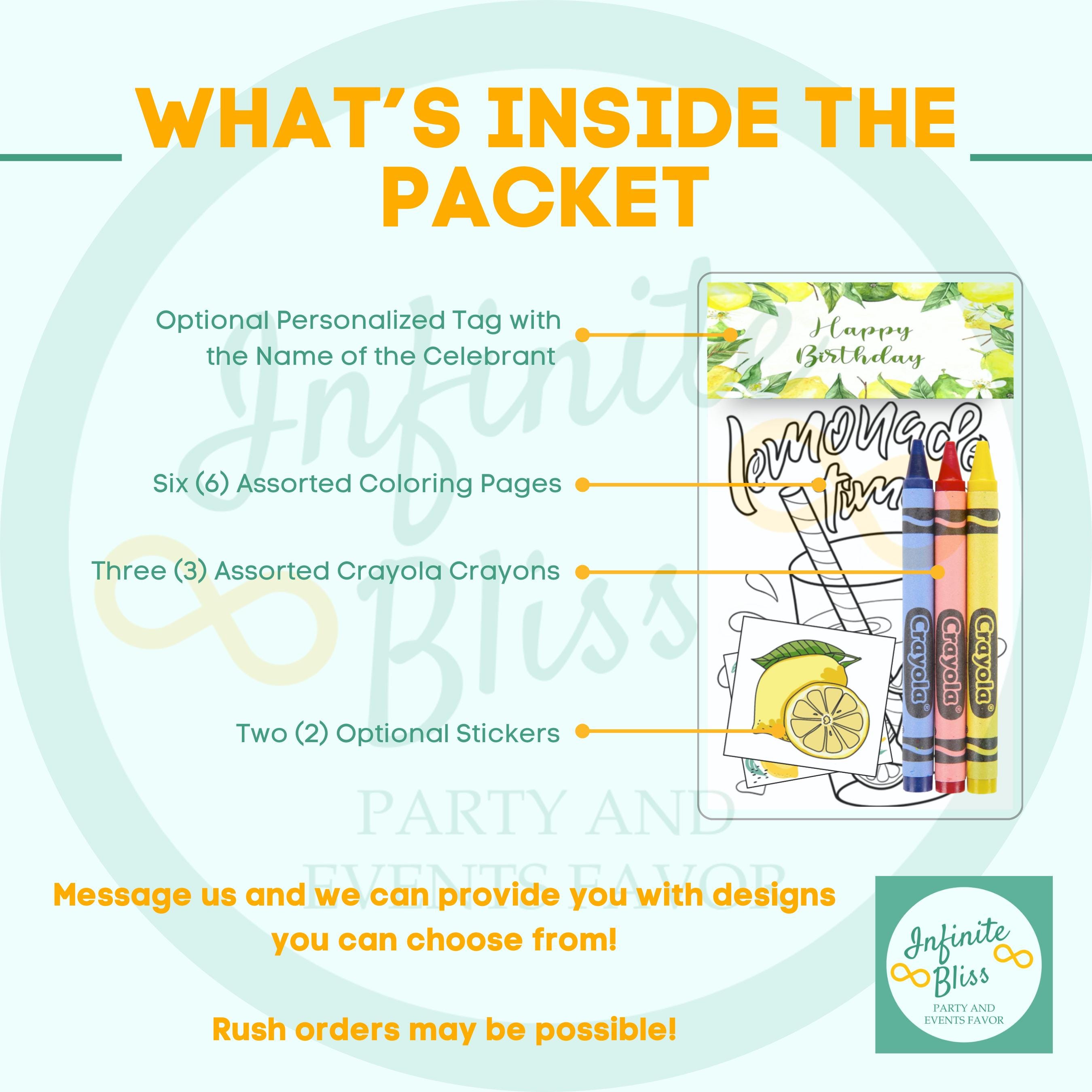 Lemon Coloring Packs | Coloring Pages | Party Favor | Lemonade Time ...