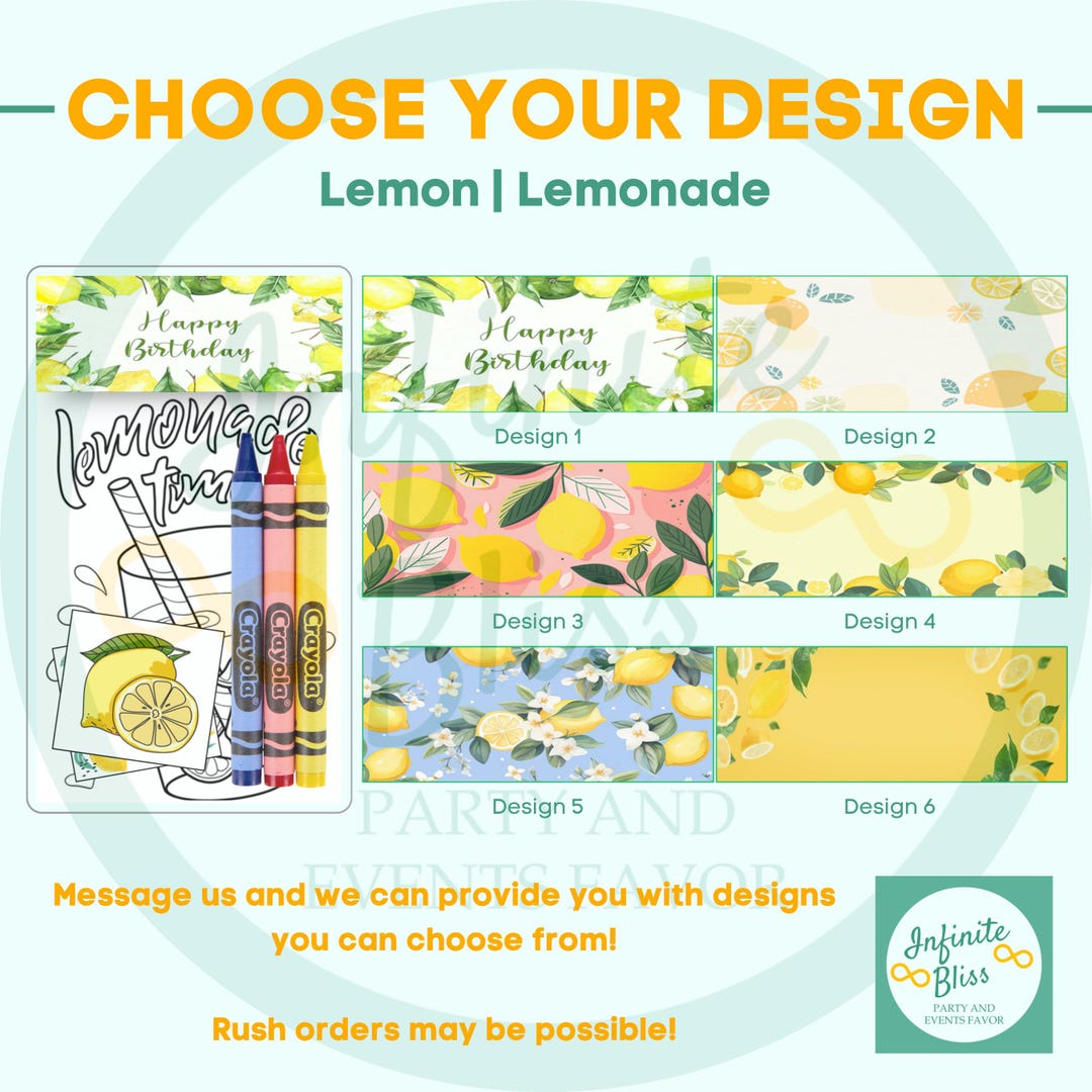 Lemon Coloring Packs | Coloring Pages | Party Favor | Lemonade Time ...
