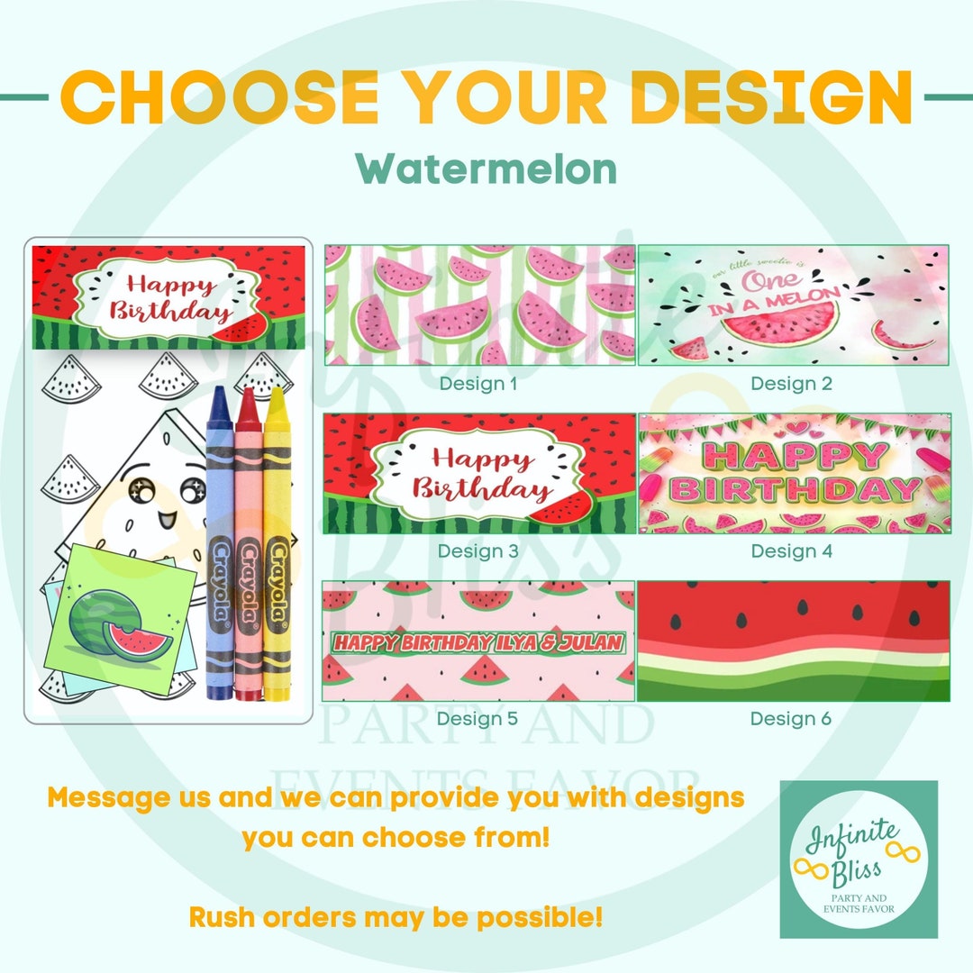 Watermelon Coloring Packs | Coloring Pages | Party Favor | One in a ...