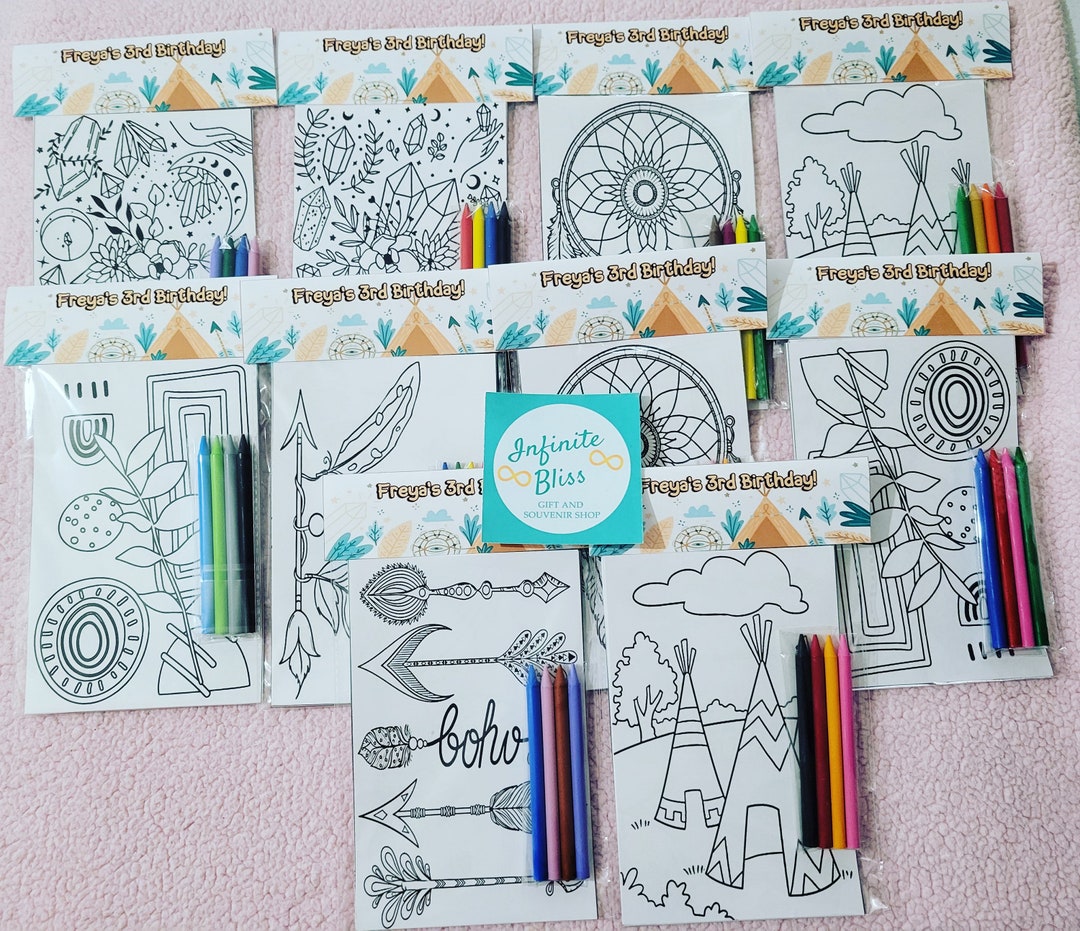Boho Rainbow Activity Packs Coloring Packs Coloring Pages Party Favor ...