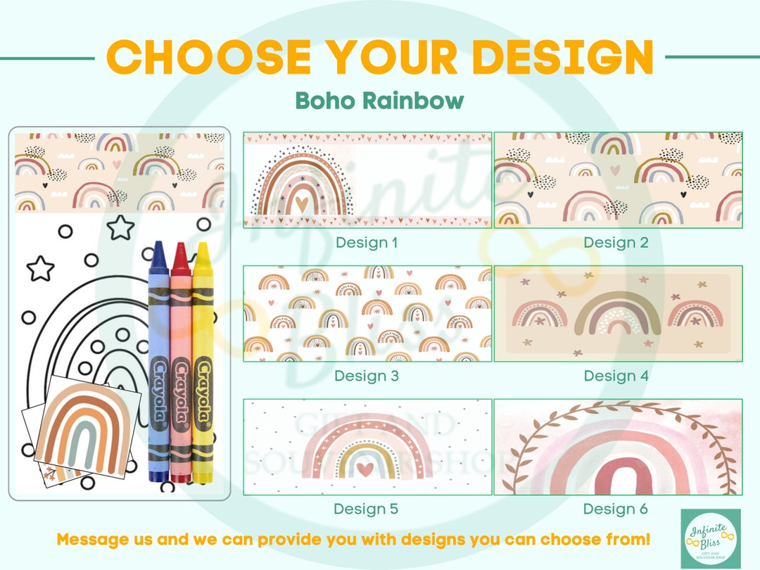 Boho Rainbow Coloring Packs | Coloring Pages | Party Favor | Pastel ...