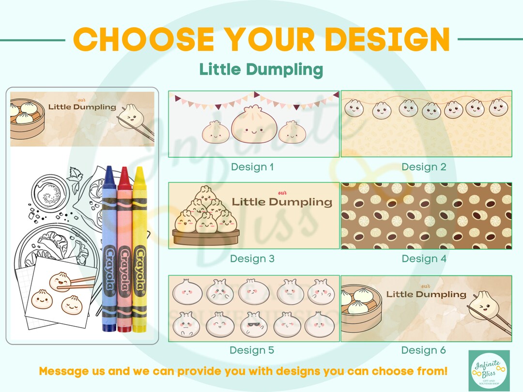 Little Dumpling Coloring Packs | Dumpling Coloring Pages | Party Favor ...
