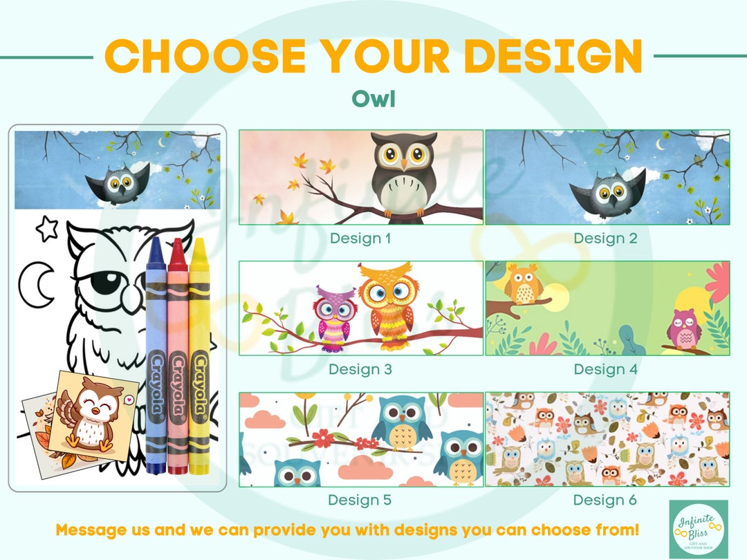 Owl Coloring Packs | Owl Coloring Pages | Owl Birthday Party Favor ...