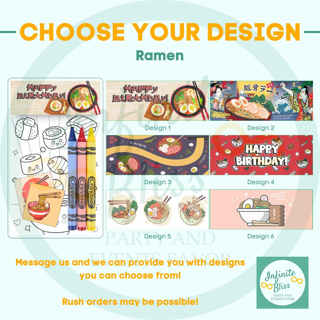 Ramen Coloring Packs | Coloring Pages | Party Favor | Japanese Ramen ...