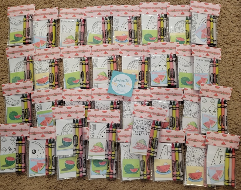 Watermelon Coloring Packs | Coloring Pages | Party Favor | One in a ...