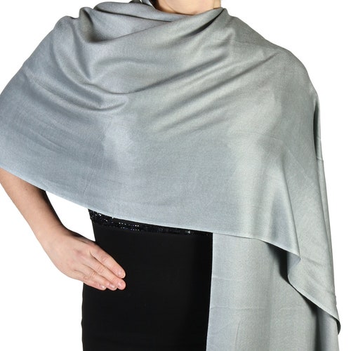 Dark Silver Pashmina Gray Wedding Shawl Scarf Pewter Bridal - Etsy