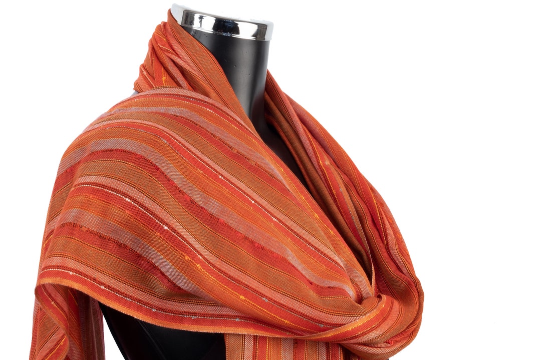 Rust Coloured Scarf, Striped Ethical Red Scarves and Wraps for Women ...