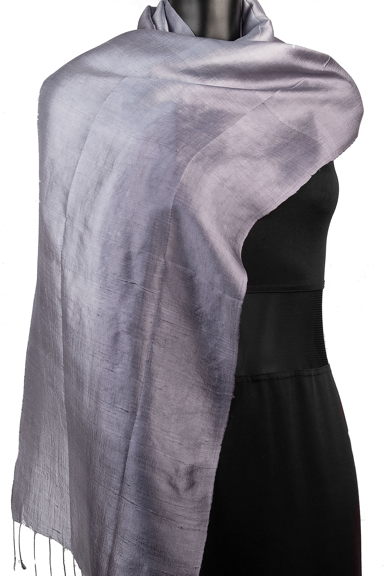 Grey Silk Scarf Silver Scarf Raw Silk Scarves Elegant Gray | Etsy