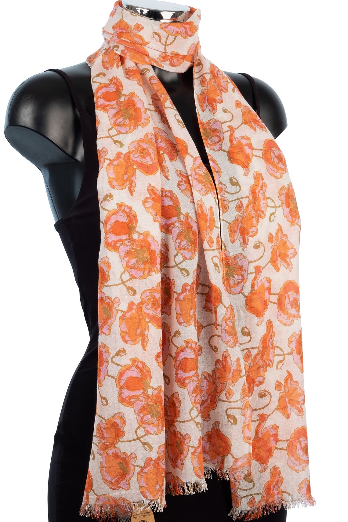 Poppy Print Scarf Flower Design Scarf Summer Scarf Womens - Etsy UK