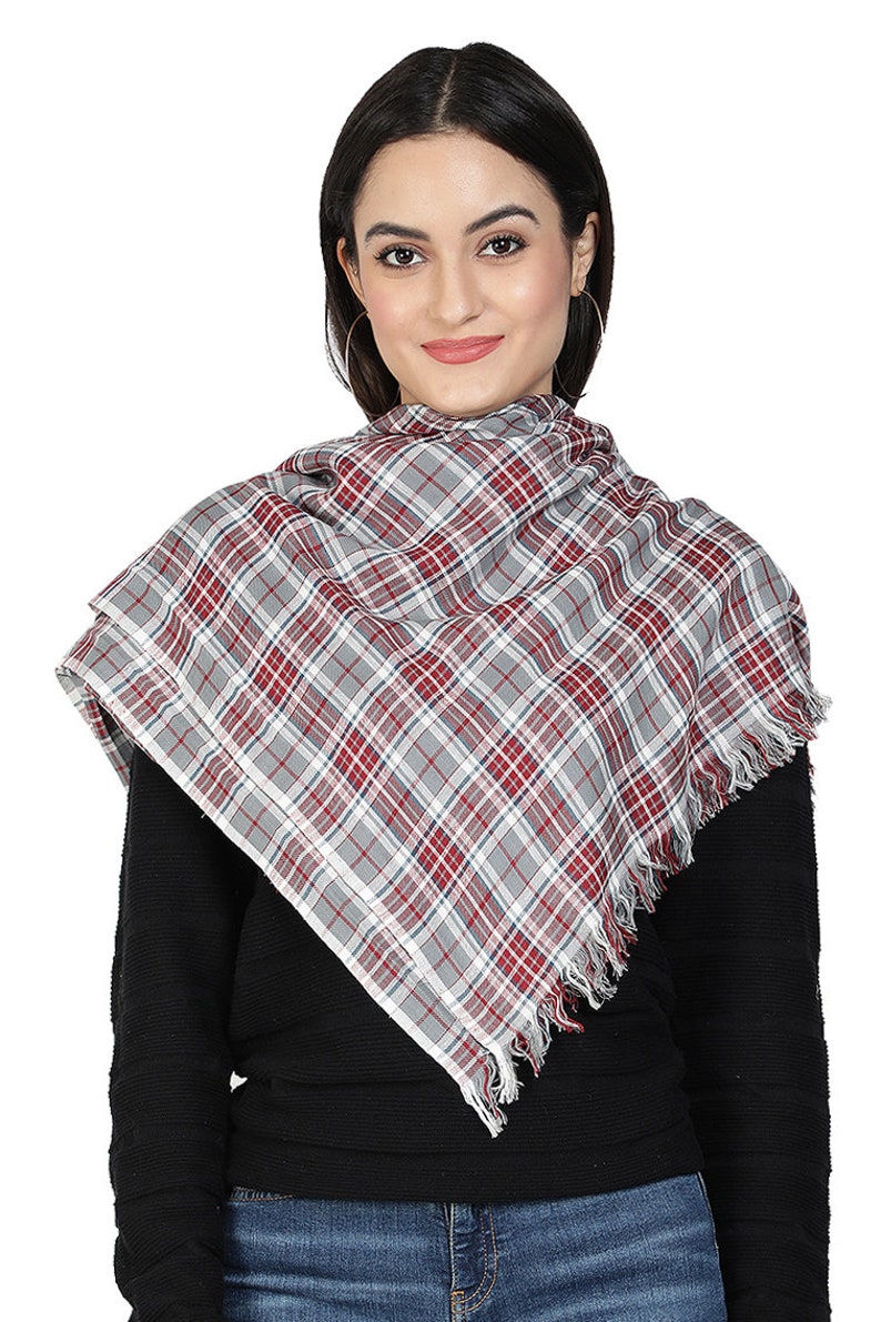 Tartan Shawl Grey Plaid Pashmina Large Checked Wrap Tartan - Etsy