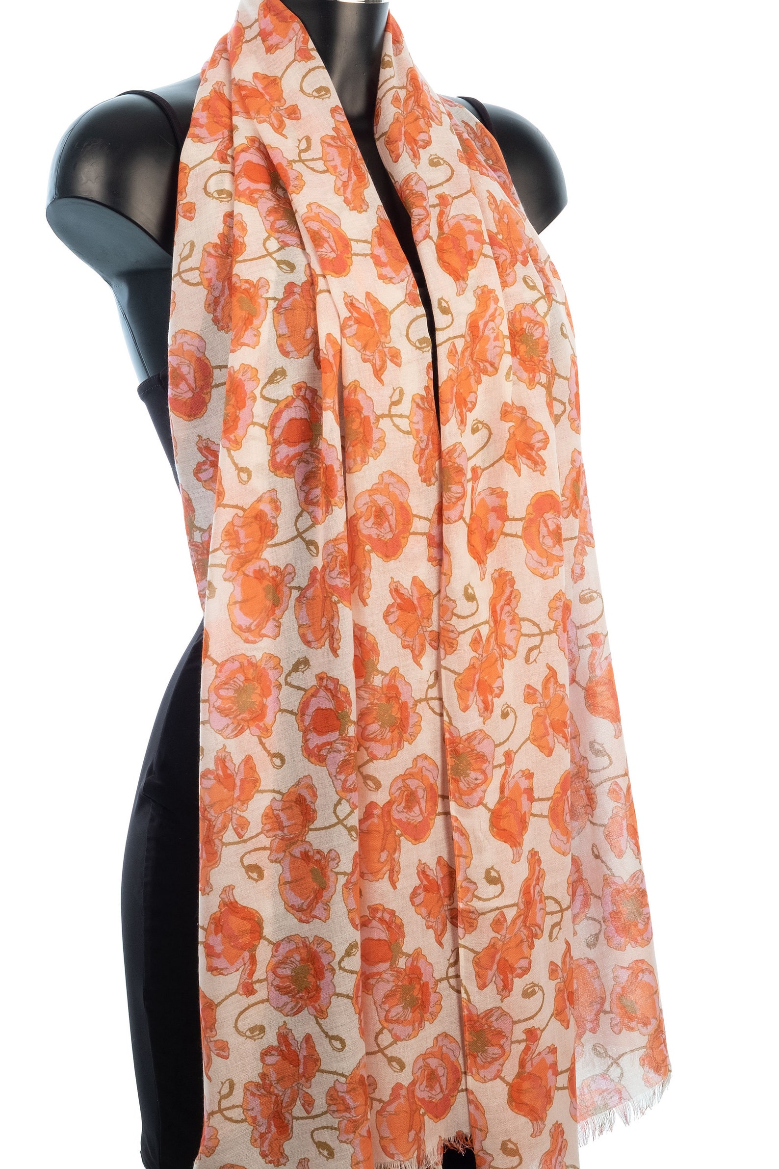 Poppy Print Scarf Flower Design Scarf Summer Scarf Womens - Etsy UK