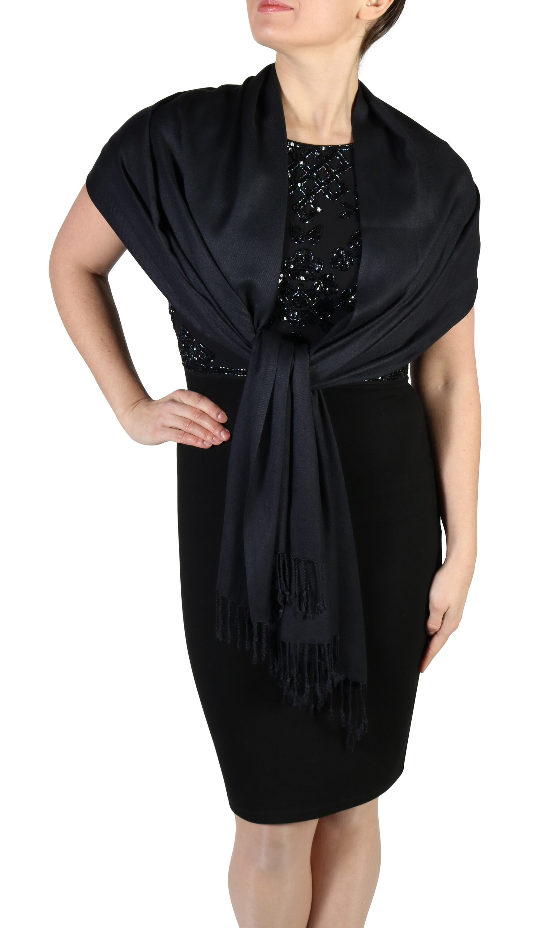 Shawls and Wraps Black Pashmina Evening Shawl Large Black | Etsy Australia