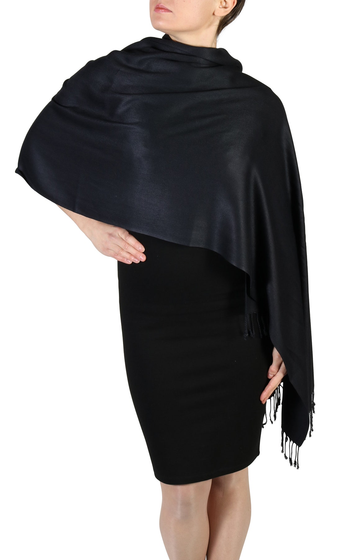Shawls and Wraps Black Pashmina Evening Shawl Large Black | Etsy Australia