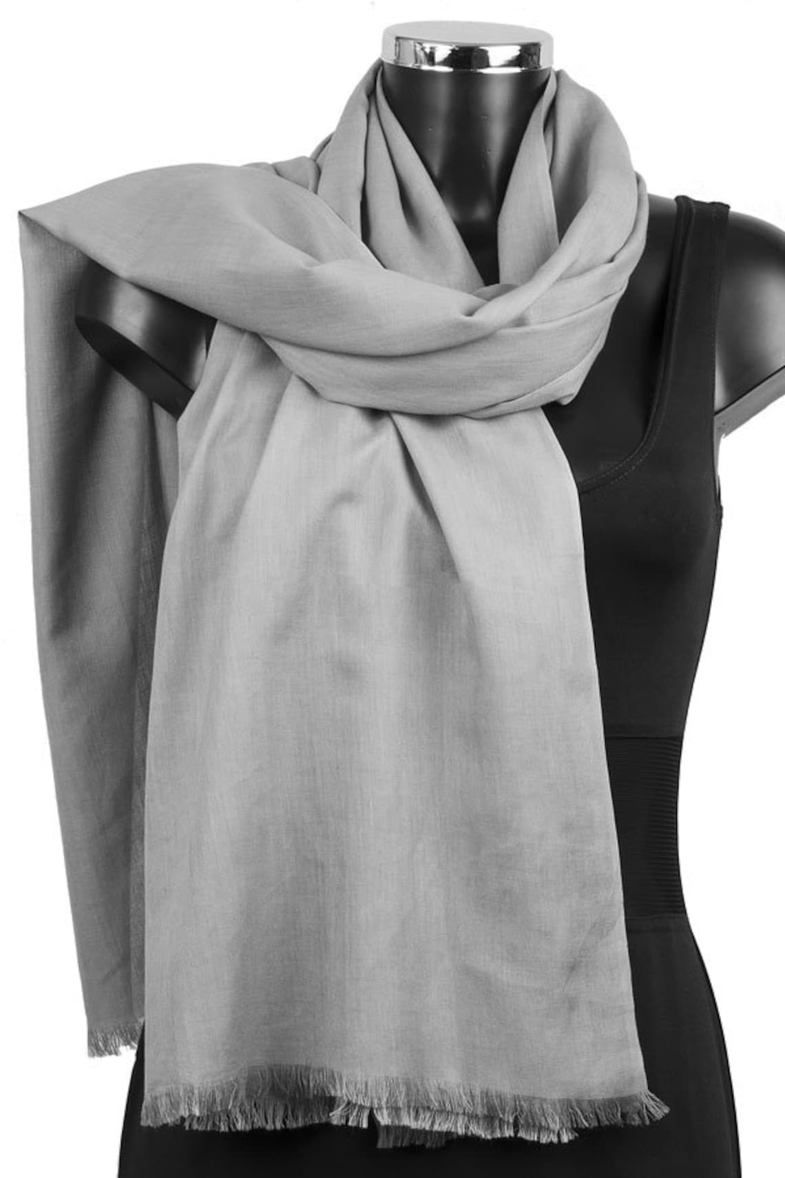 Organic Cotton Silver Gray Scarf: Fair Trade Pashmina Shawl - Etsy