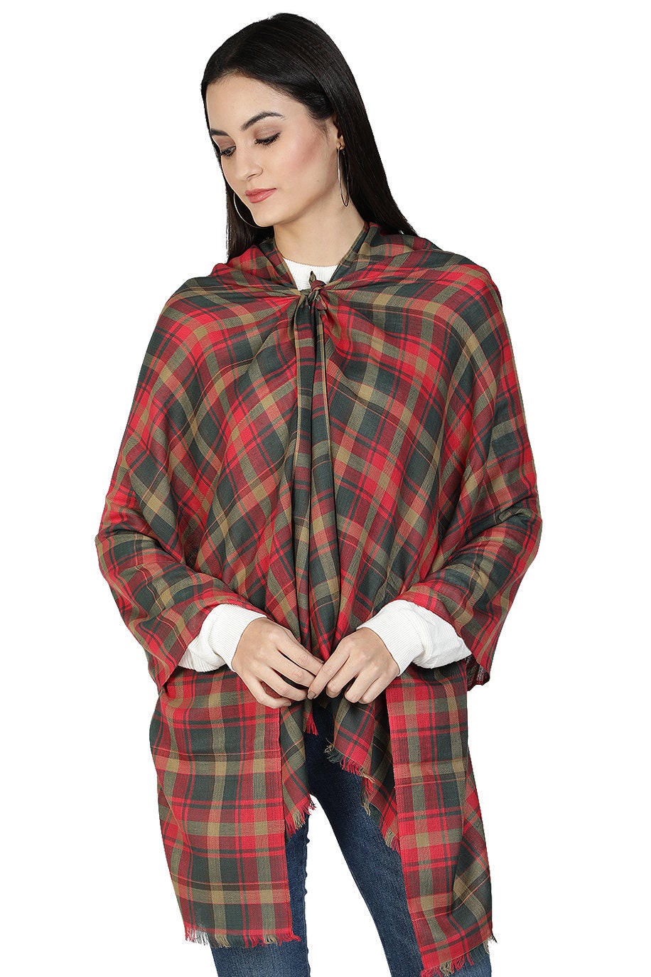 Kate Middleton Tartan Shawl in Red and Green Maple Leaf design | Etsy