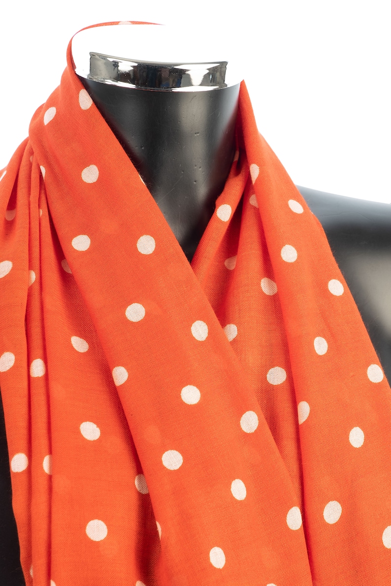 Red With White Dots Fair Trade Polka Dot Scarf Etsy Uk