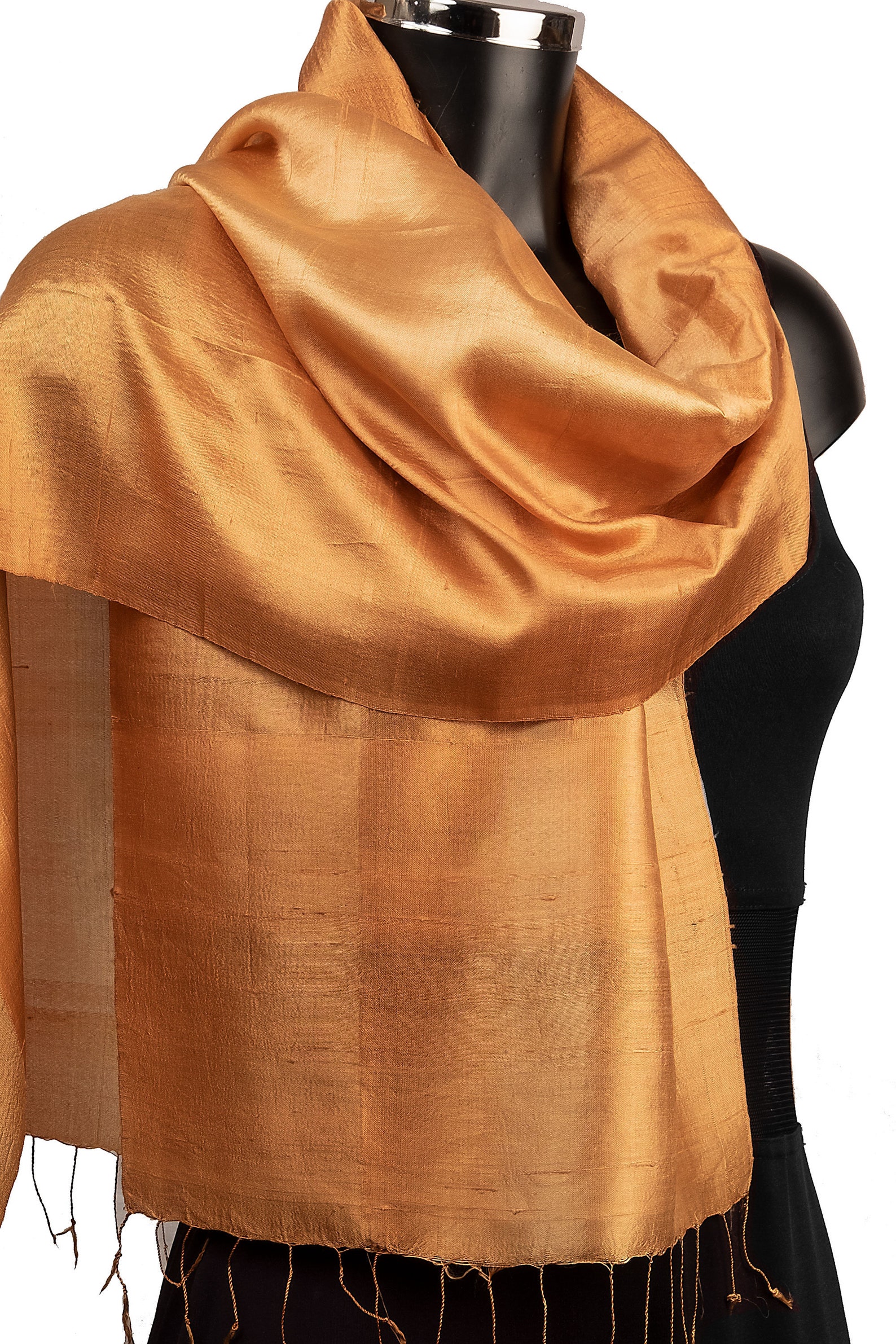 Gold Silk Scarf Raw Silk Handmade Scarf Womens Neck Scarf Fair Trade ...