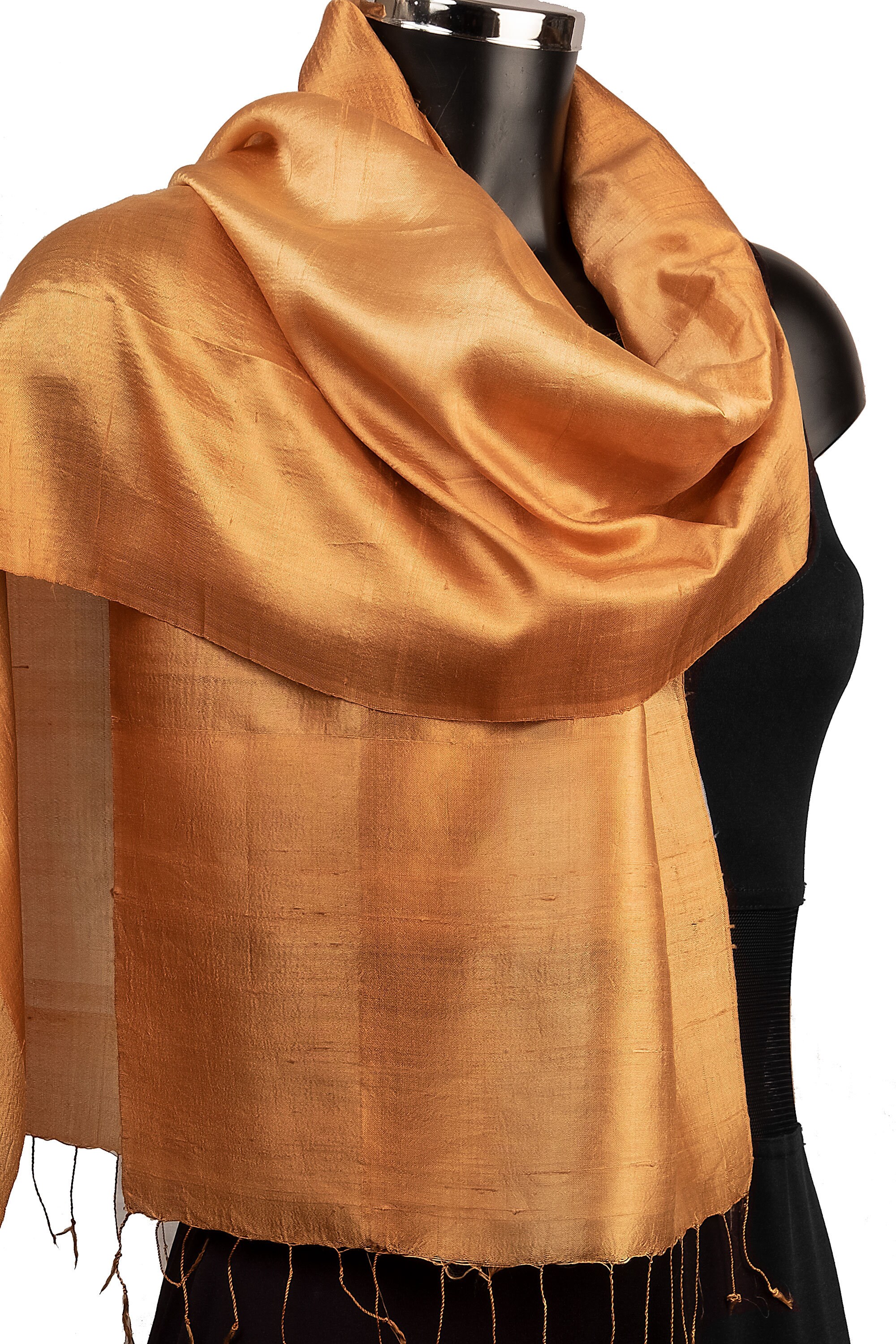 Gold Silk Scarf Raw Silk Handmade Scarf Womens Neck Scarf Fair - Etsy