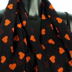 Heart Print Scarf, Black Red Scarf, Shawls and Wraps, Fair Trade, Gift ...