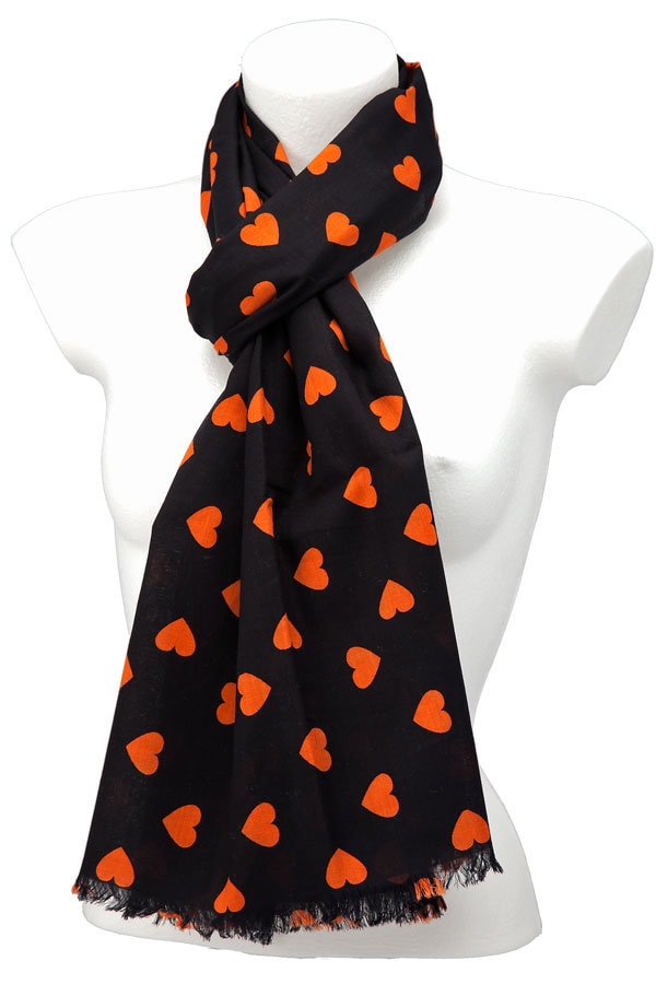 Heart Print Scarf Black Red Scarf Shawls and Wraps Fair - Etsy UK