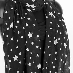 Star Print Scarf, Black Cotton Scarf, Printed Scarves, Fairtrade Gift ...