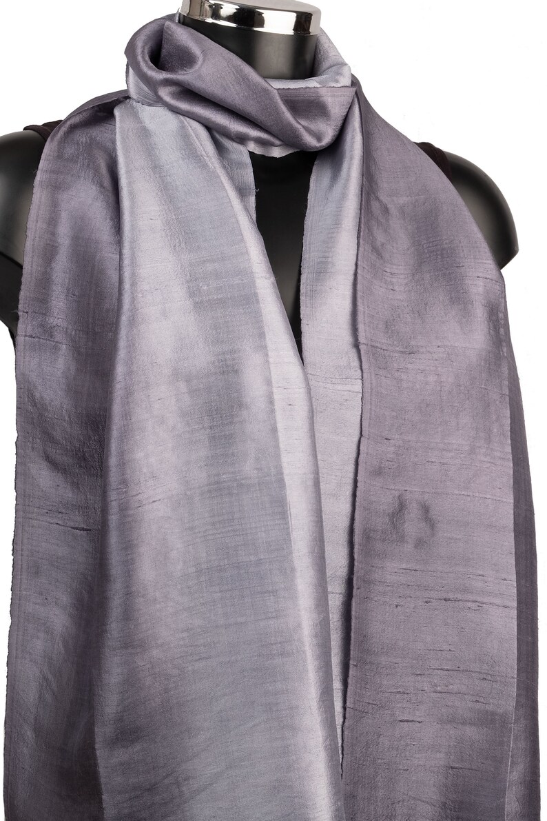 Grey Silk Scarf Silver Scarf Raw Silk Scarves Elegant Gray - Etsy