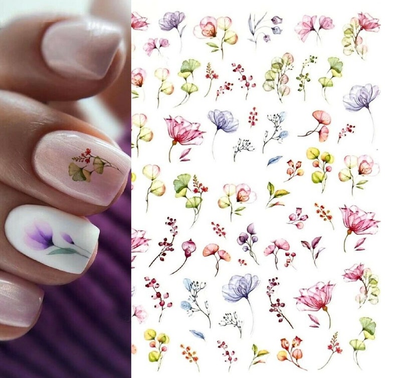 Nail Art Water Decals Stickers Transfers Spring Summer Flowers Floral