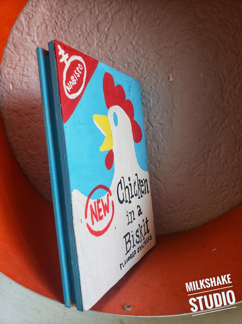 Chicken in A Biskit Crackers Acrylic Art, 1970s 1980s Advertising Icons ...