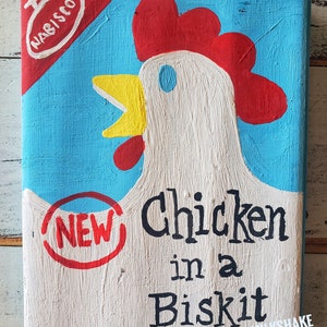 Chicken in A Biskit Crackers Acrylic Art, 1970s 1980s Advertising Icons ...