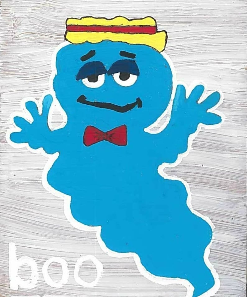 Boo Berry, Classic 1970s Cereal Ghost Mascot Icon, Acrylic Pop Art ...
