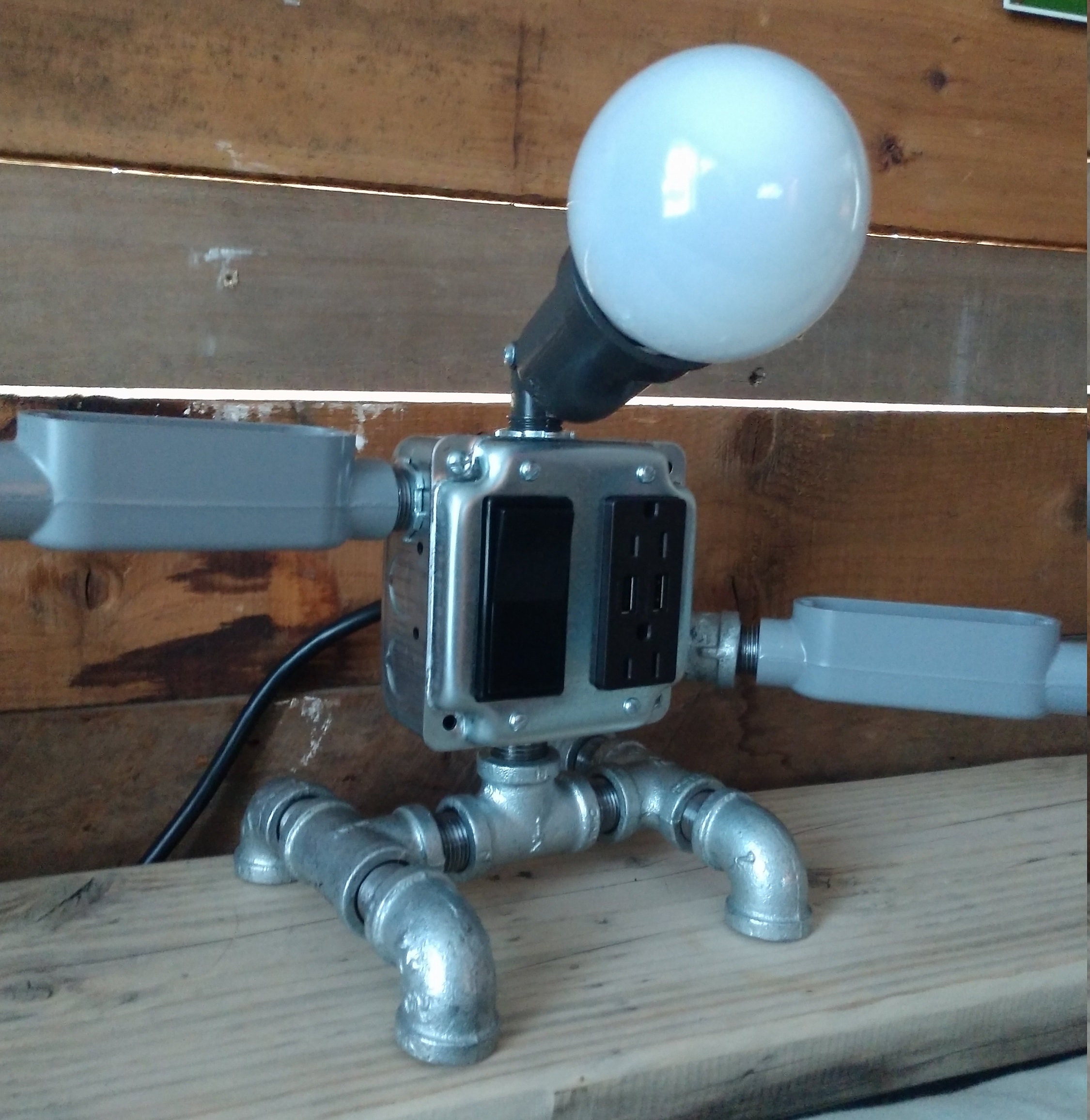 Bedside Lamp, Charging Station, Robot Lamp, Steampunk Lamp, USB Lamp ...