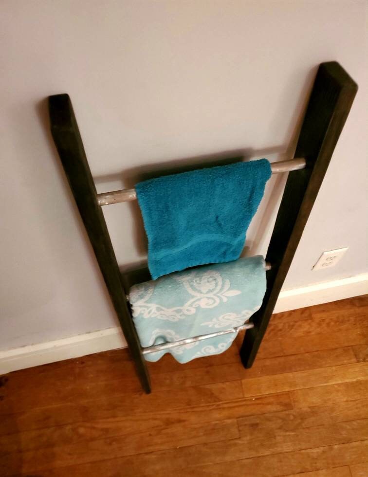Rustic Ladder Towel Rack. Farmhouse Ladder Blanket Rack - Etsy