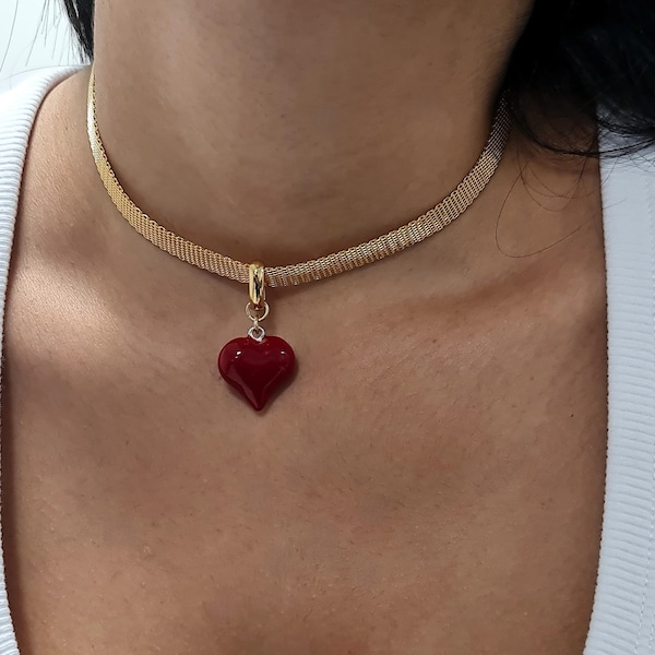 Heart Collar Necklace - Etsy