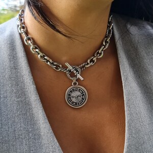 Chunky Silver Chain, Eagle Chain Necklace, Statement Toggle Necklace ...