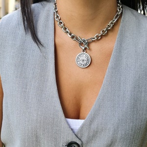 Chunky Silver Chain, Eagle Chain Necklace, Statement Toggle Necklace ...