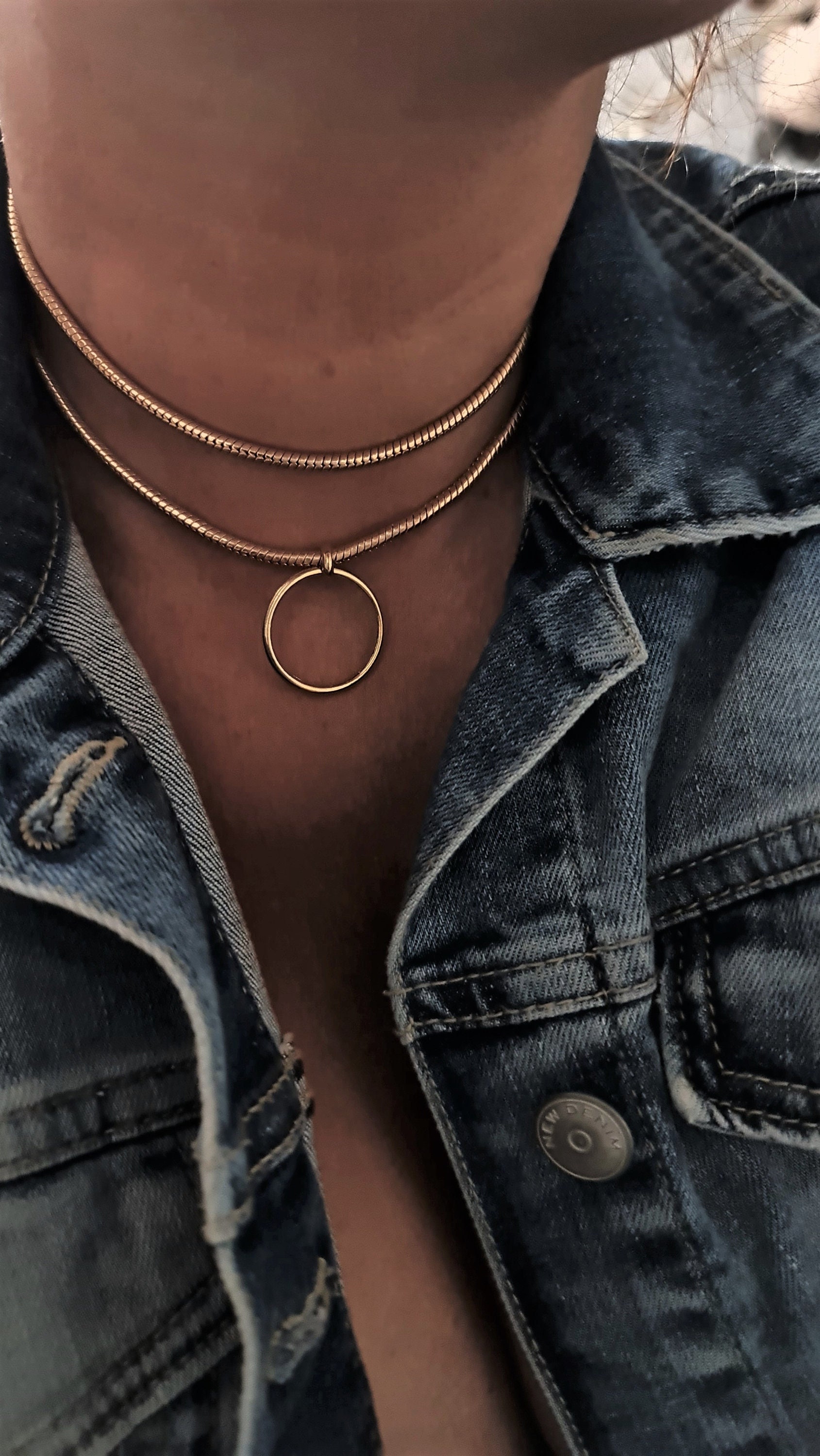 Gold Kette Choker O Ring Choker Kette Choker Herringbone Halsband Hoop Choker Halskette Ring Choker Schlangenkette Etsy