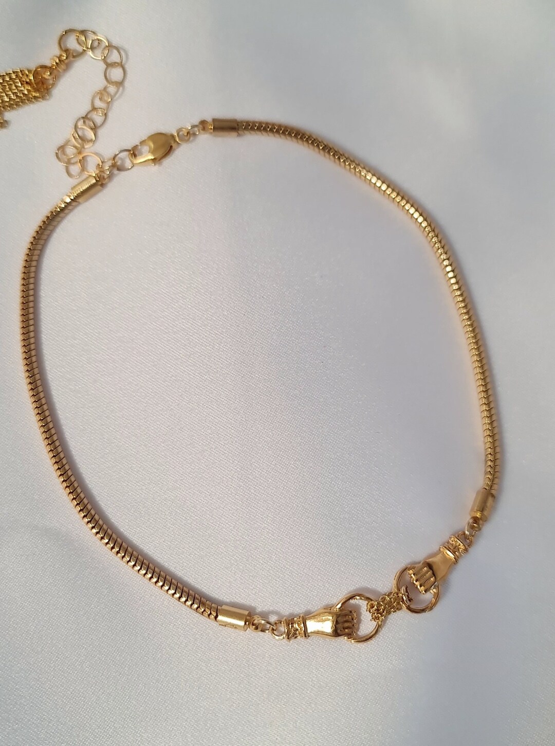 Hand Charm Necklace, Gold Holding Hand Choker Necklace, Friendship ...