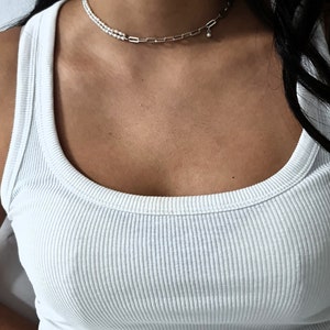 Versatile Pearl Choker Necklaces - Silver Paperclip Chain Collar - Dainty Elegant Gift Set - Etsy