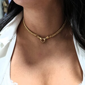 Gold Holding Hand Choker Necklace, Hand Charm Necklace, Herringbone ...