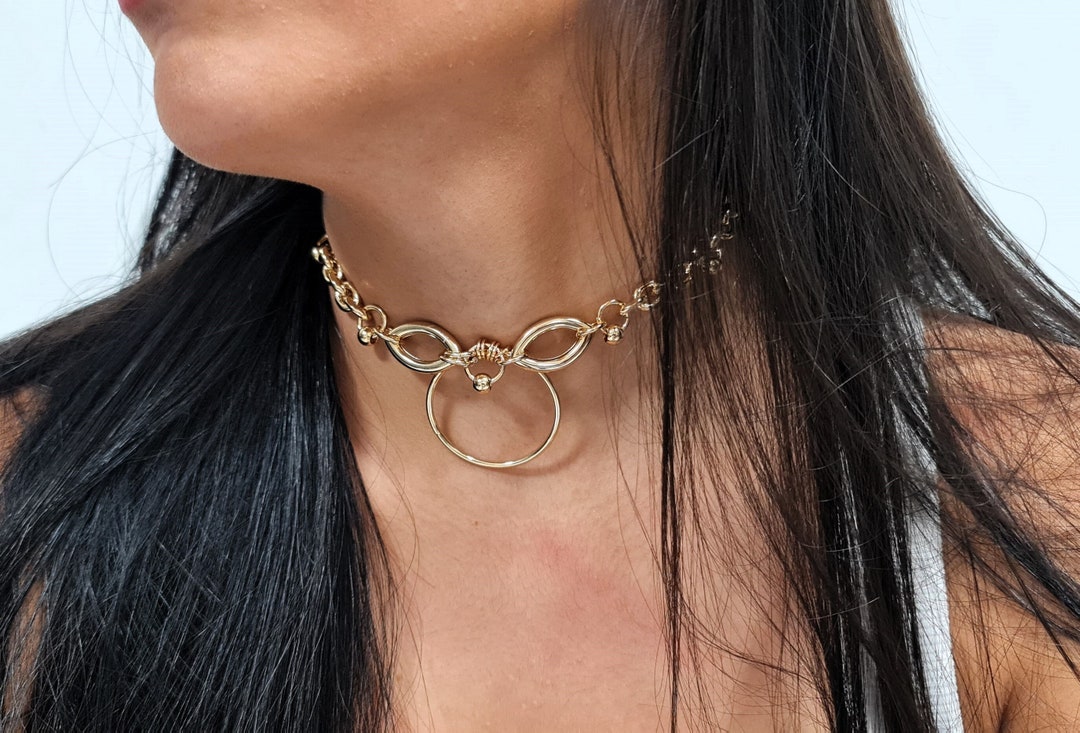 Collar Necklace, Day Collar, Gold Choker, Chain Collar, Choker Gold ...