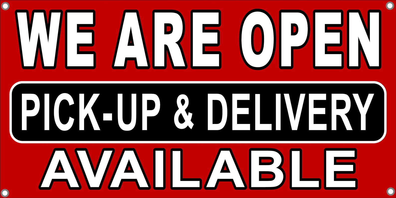 We Are OPEN Pick-up & Delivery Available vinyl banner sign - Etsy.de
