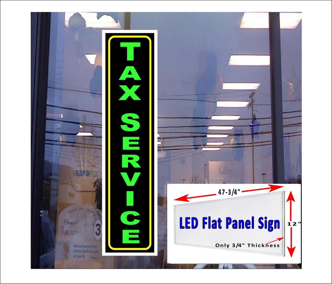 Tax Service Led Flat Panel Light Box Window Sign 48x12 - Etsy