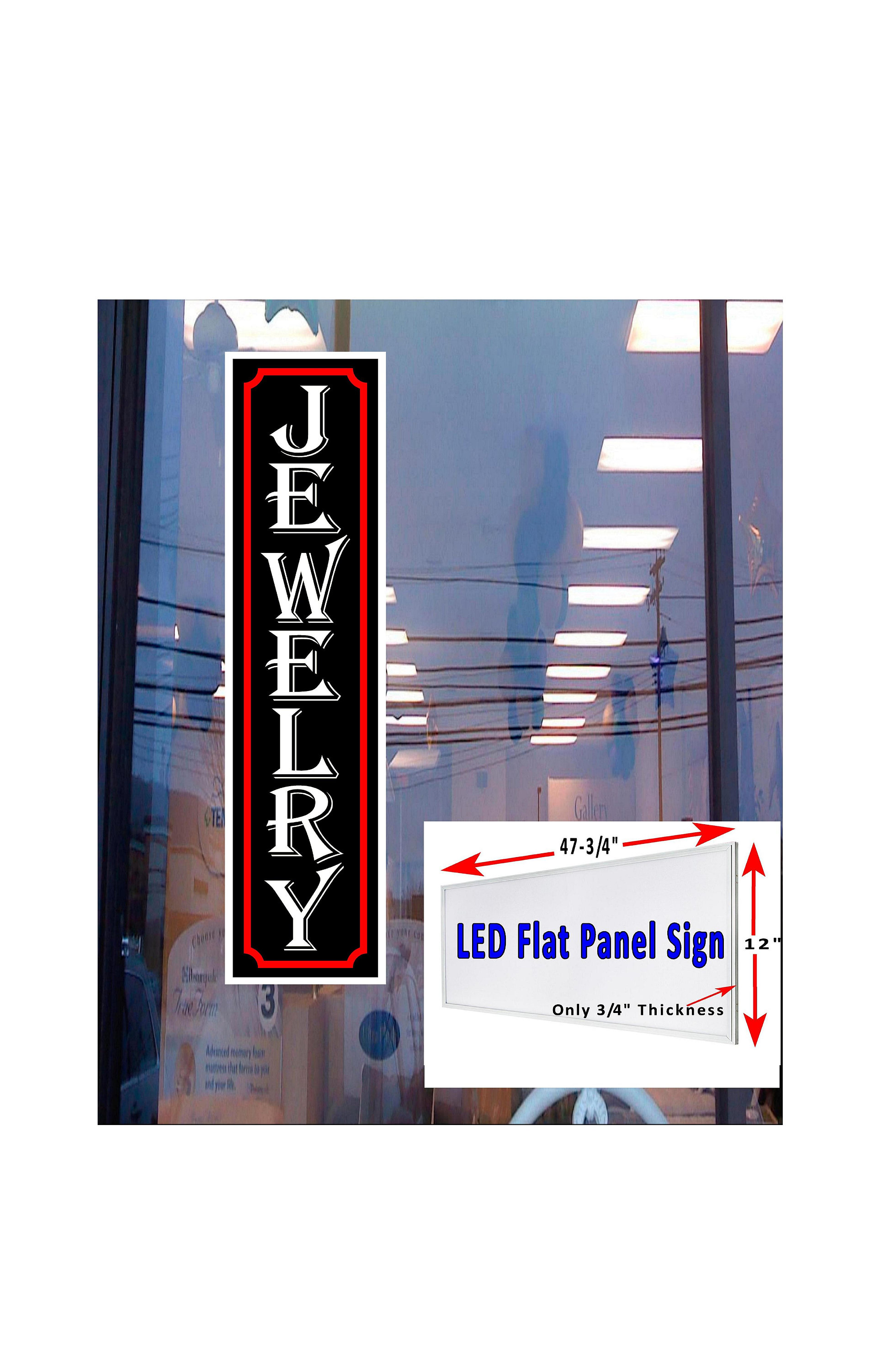 Jewelry Led Flat Panel Light Box Window Sign 48"x12" - Etsy