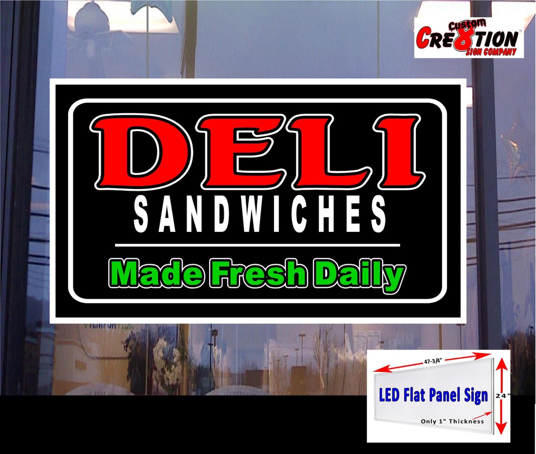 Deli Sandwiches Led Flat Panel Light Box Window Sign 48x24 - Etsy