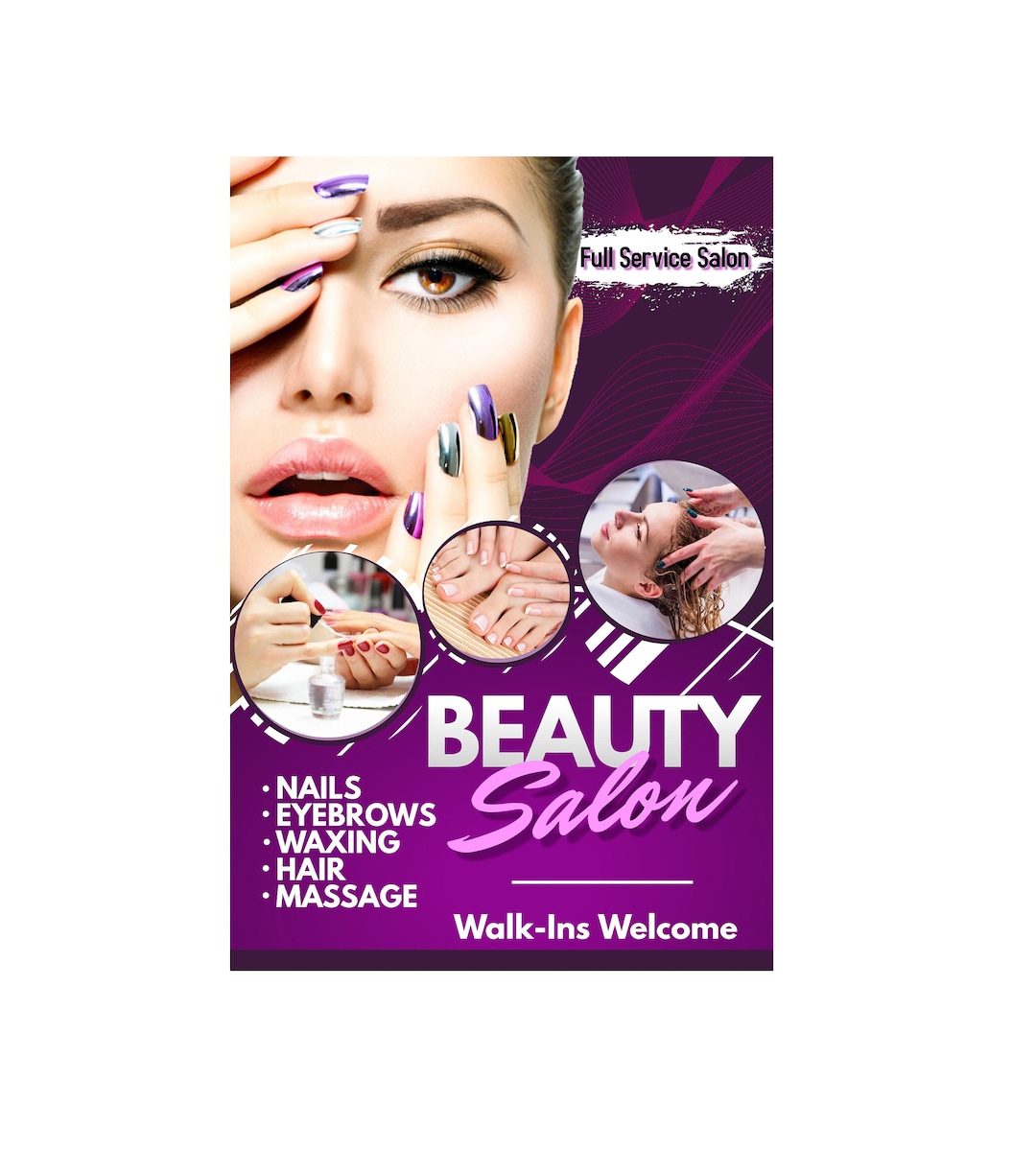 Beauty Salon Hair Nails Manicure Massage Advertising Poster Sign 24"x36 ...