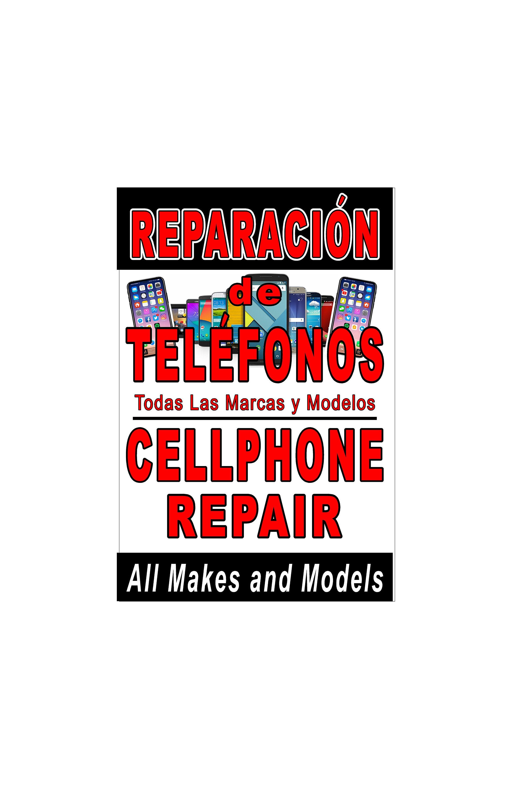 Cartel publicitario en inglés y español para reparación de - Etsy México