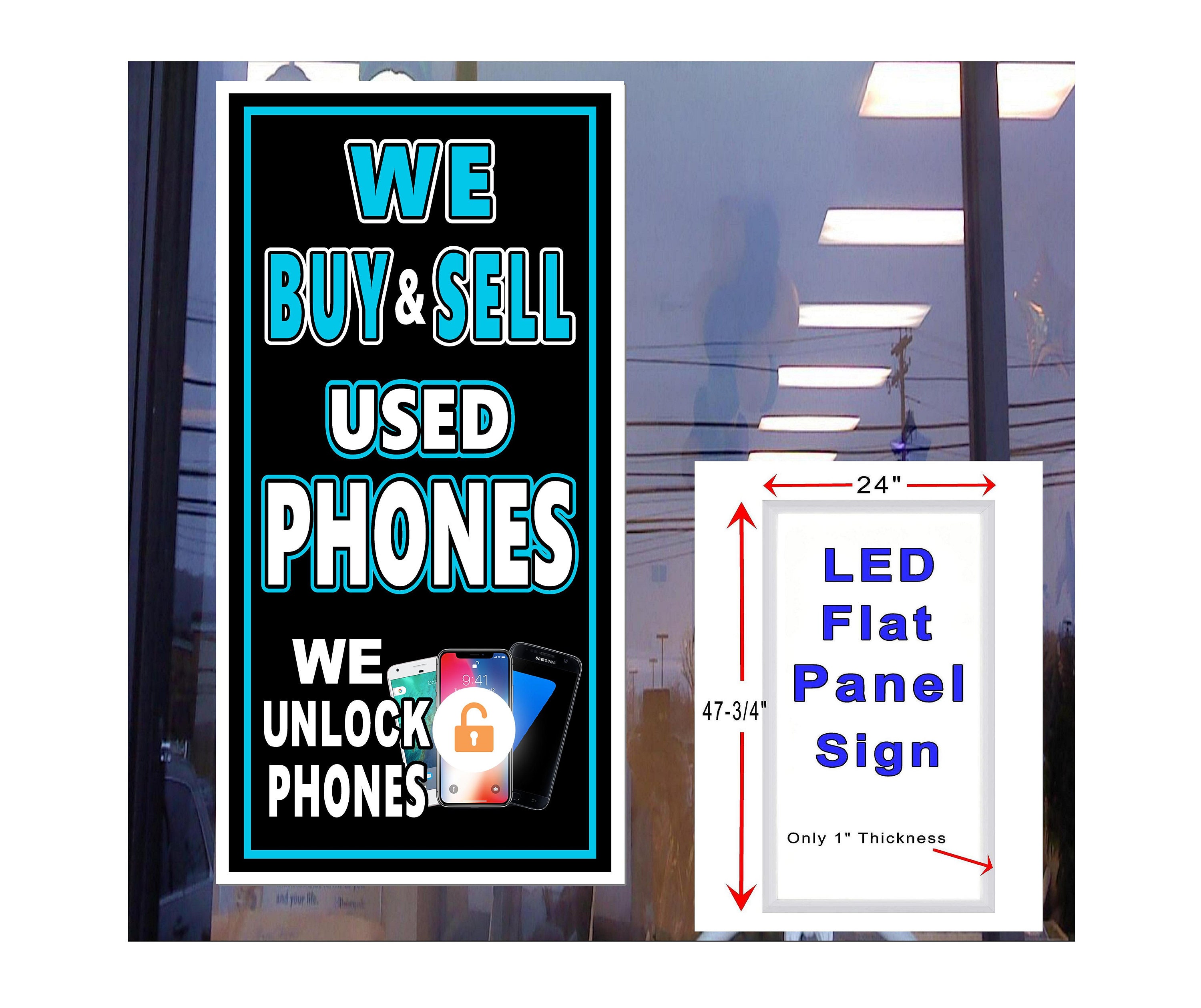 We Buy Sell Used Phones Led Flat Panel Light Box Window Sign 48"x24" - Etsy